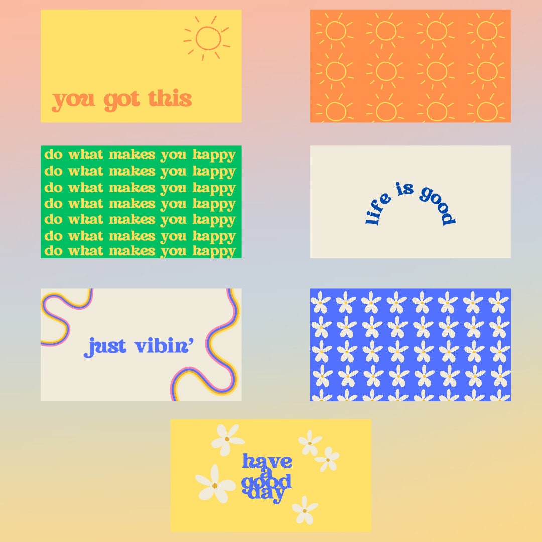 Colorful & Cute Desktop Wallpaper Background Set - Digital - Set of 7 ...