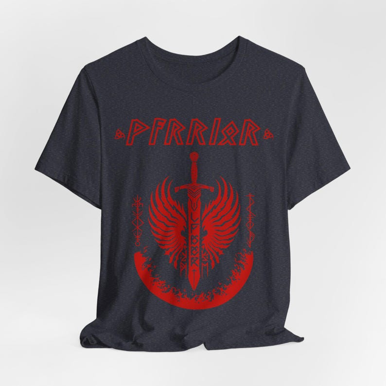 Viking warrior in Runic Symbols Shirt Norse Mythology Statement Shirt ...