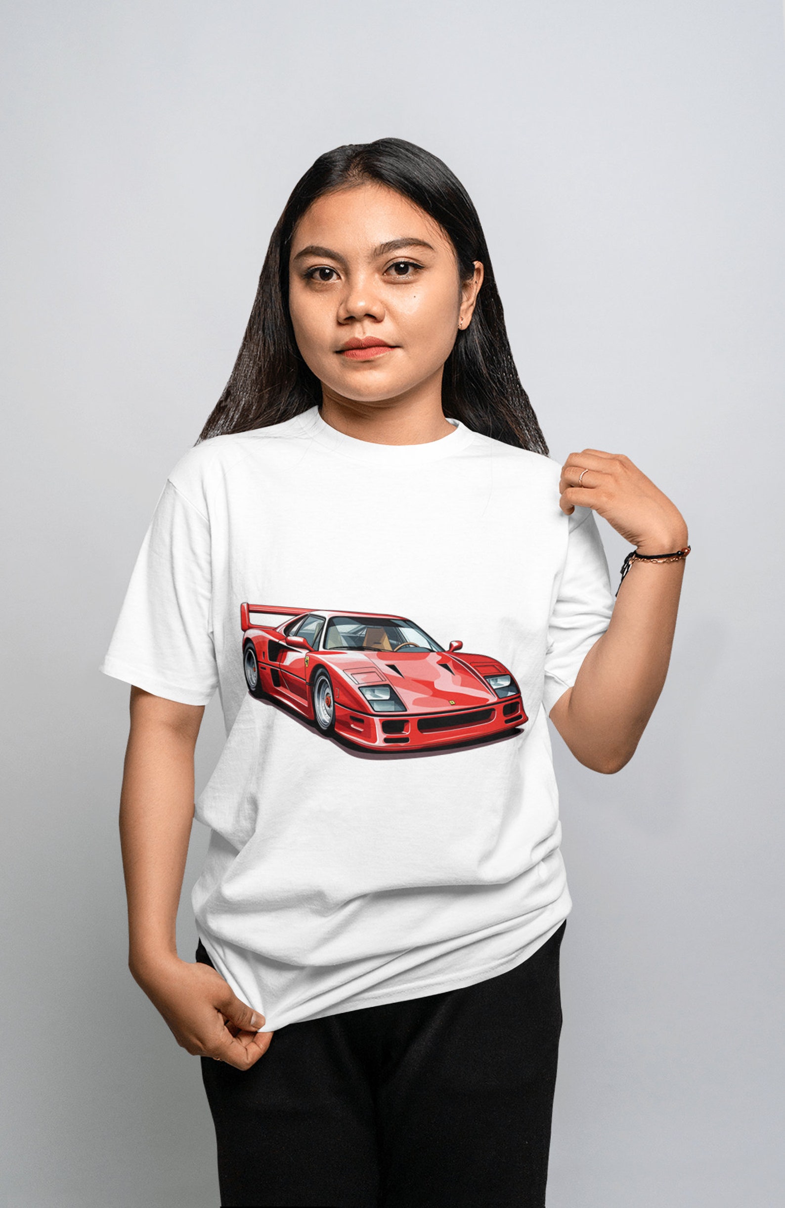 Stylized Red 1988 Ferrari F40 Track Racing Race Winged Spoiler Car 4 ...