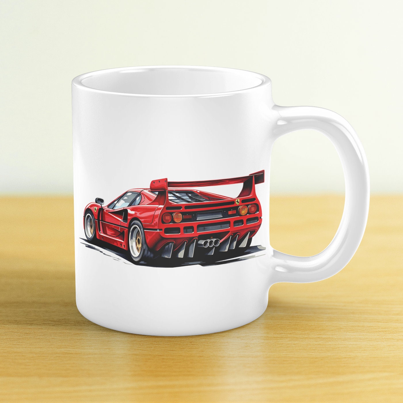 Stylized Red 1988 Ferrari F40 Track Racing Race Winged Spoiler Car 4 ...