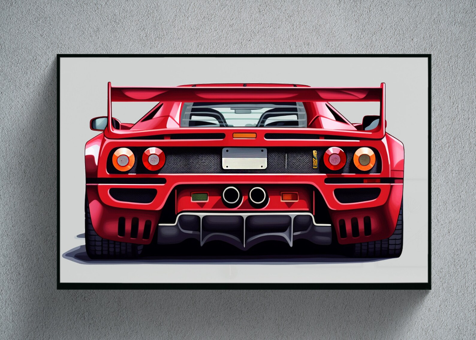 Stylized Red 1988 Ferrari F40 Track Racing Race Winged Spoiler Car 4 ...