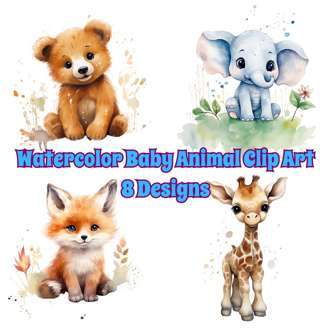 Watercolor Baby Animals Instant Download PNG Digital Download Clip Art ...