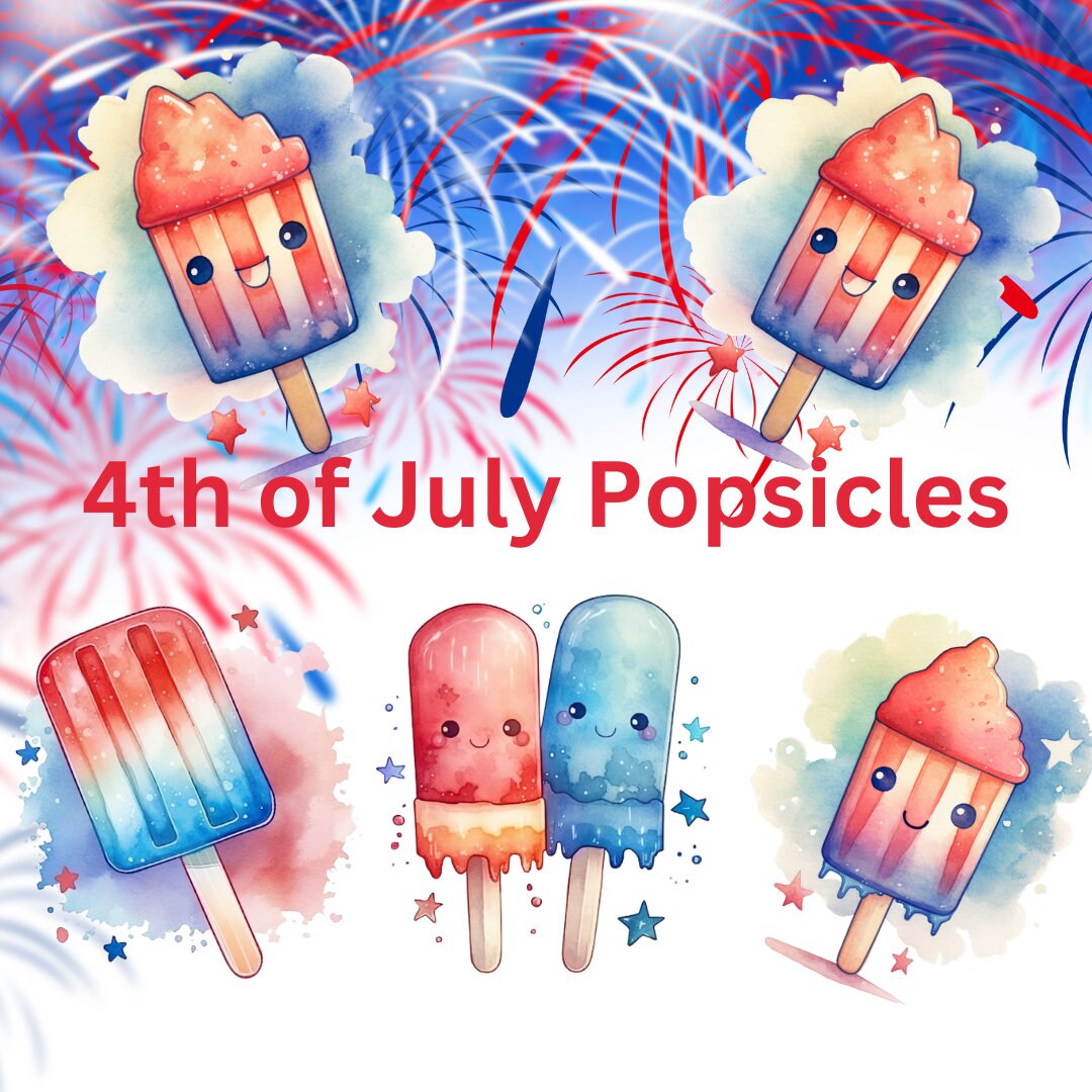 Watercolor 4th of July Popsicles Instant Download SVG PNG Transparent ...