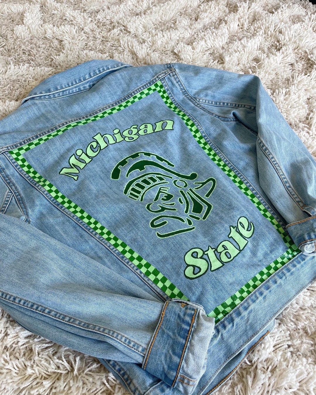 MSU Hand Painted Denim Jacket - Etsy