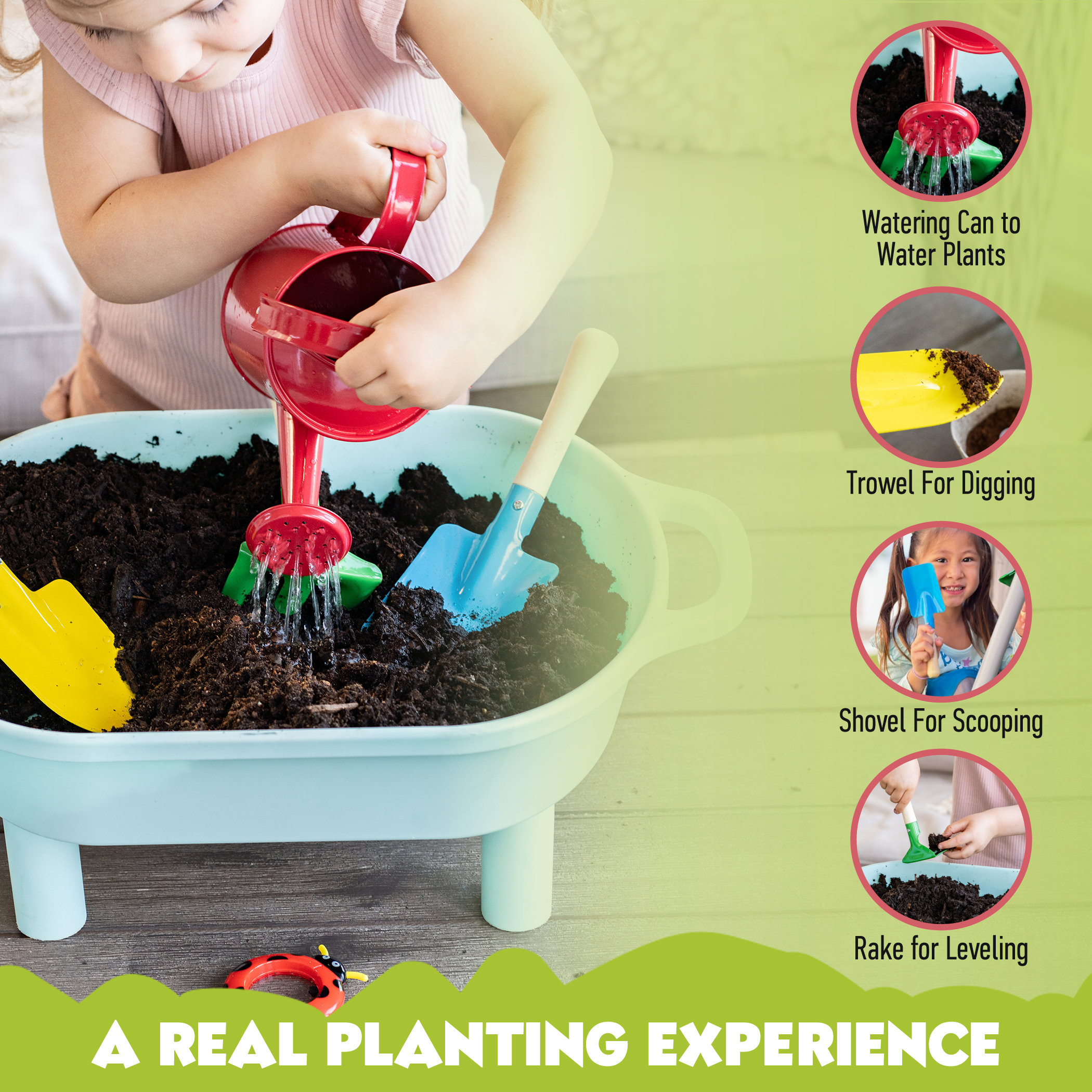 Kids Gardening Set, My First Gardening Kit- 27 Pieces STEM, Complete ...