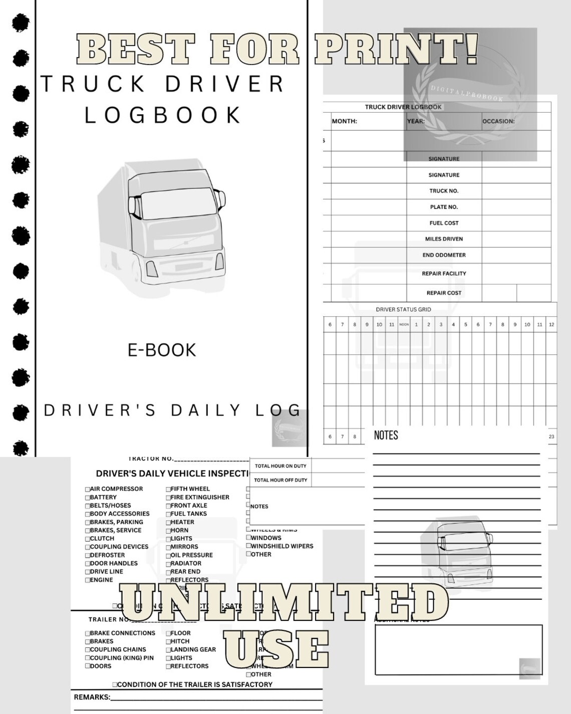 Truck Drivers Logbook INSTANT DOWNLOAD Pdf/png Digital - Etsy