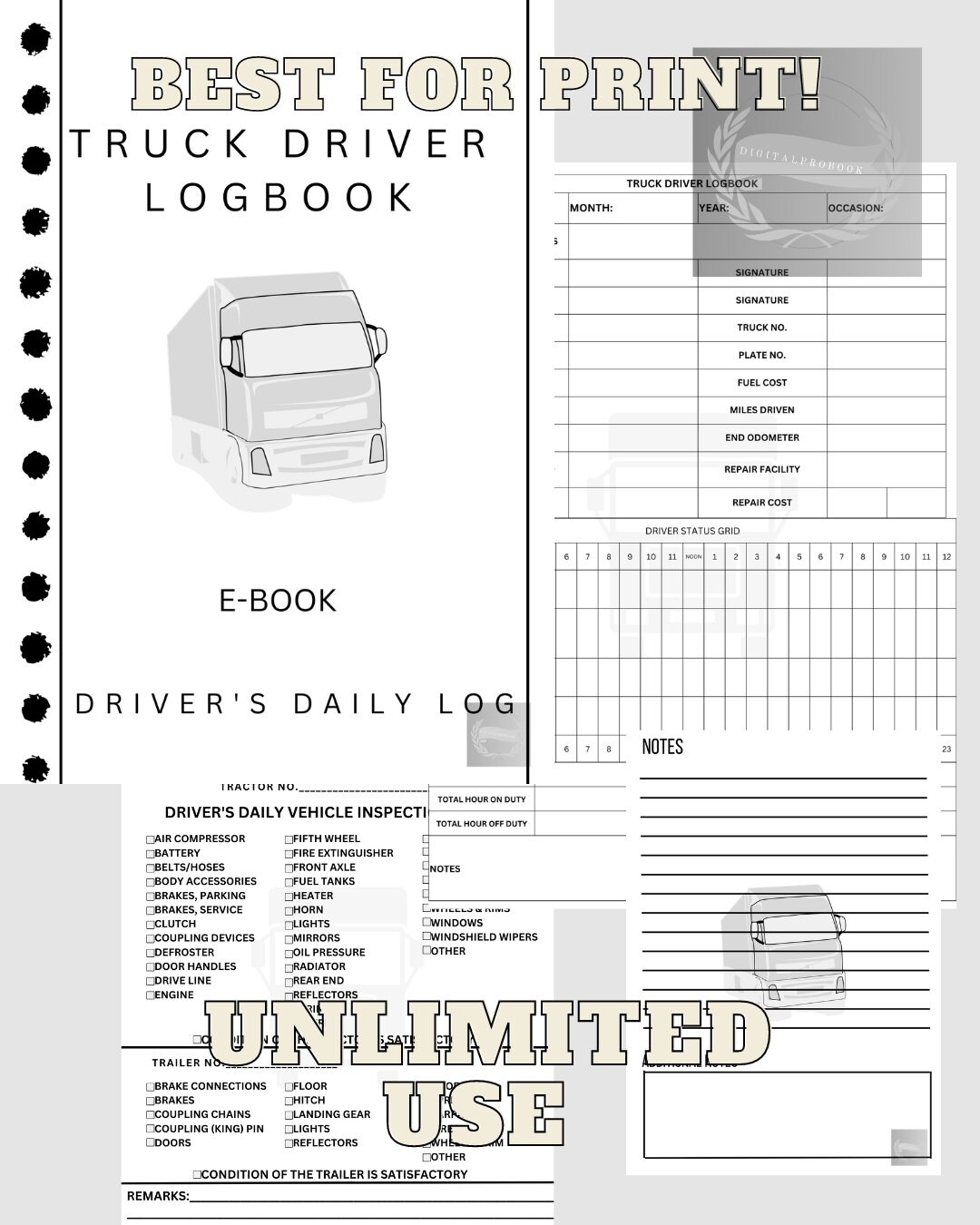 Truck Drivers Logbook -- INSTANT DOWNLOAD, Pdf/png Digital Download - Etsy
