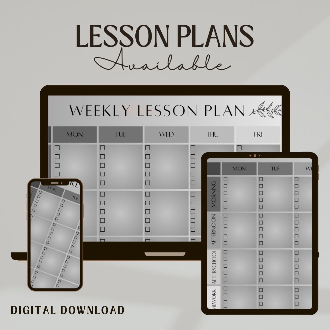 WEEKLY LESSON PLAN Template (grey Combo Colour)--- for Teachers, School ...