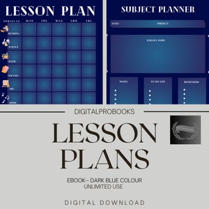 WEEKLY LESSON PLAN Template dark Blue Colour for Teachers, School ...