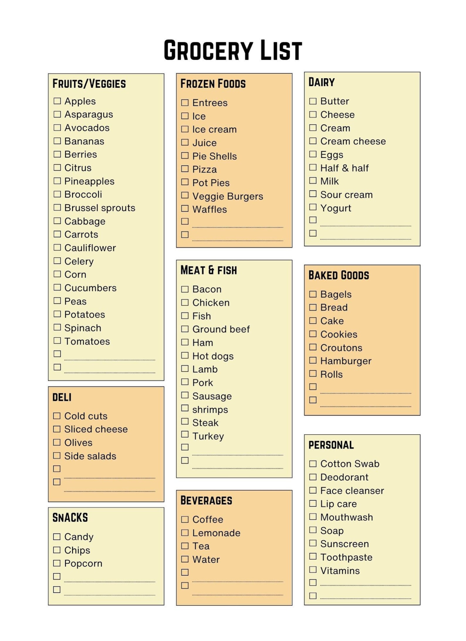 Grocery List - Etsy