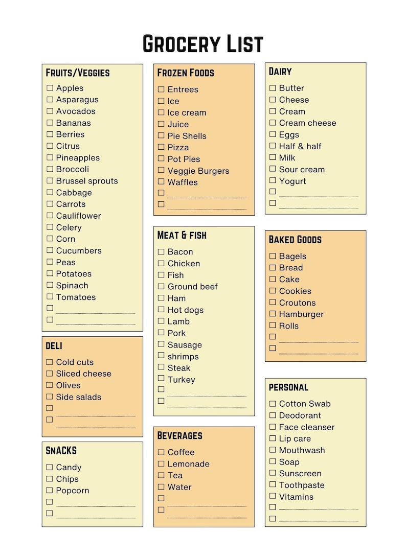 Grocery List - Etsy