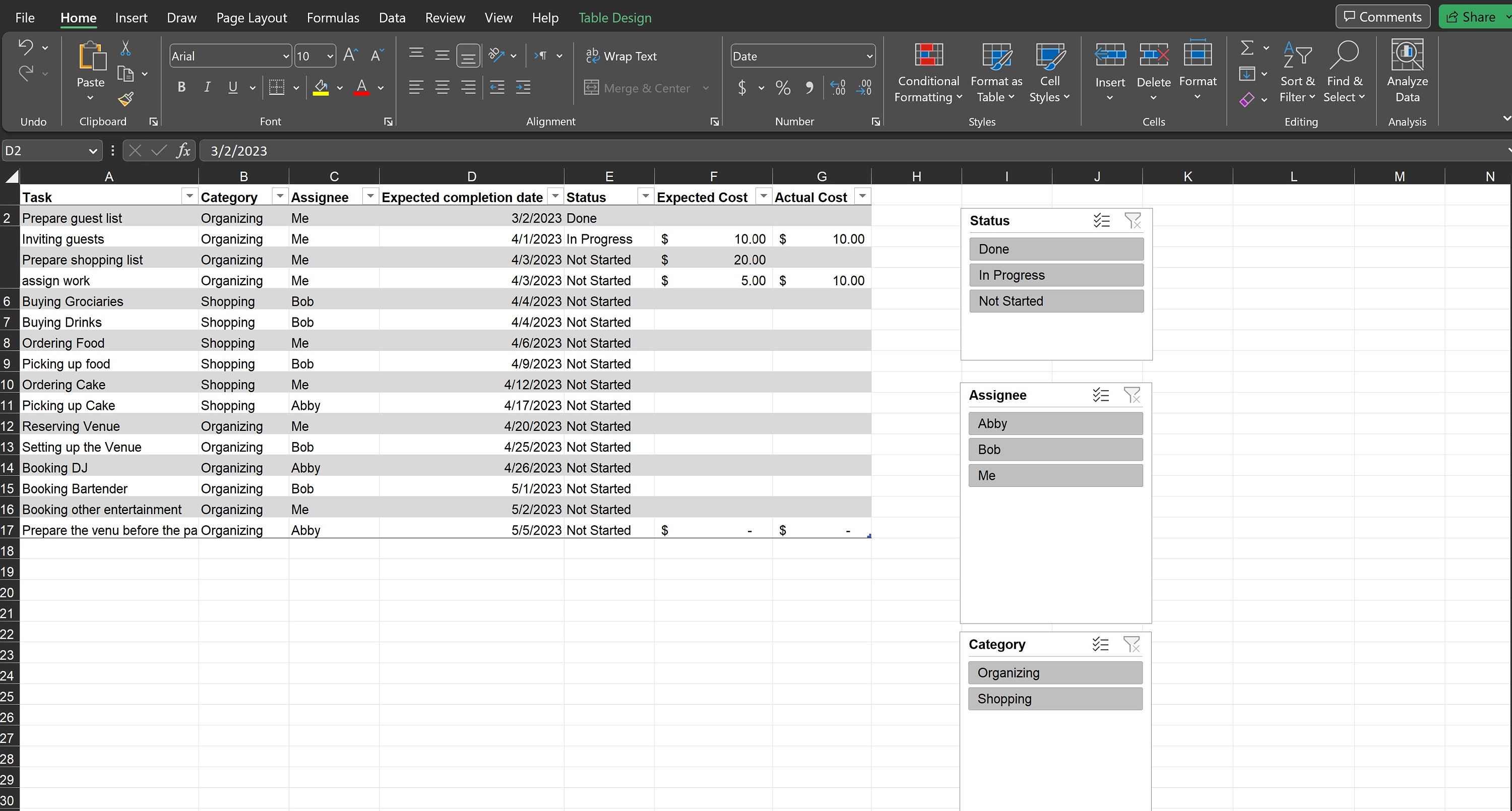 Excel Party Planner Template - Etsy