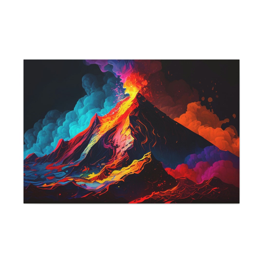Volcano, Art Deco, Canvas Wall Art - Etsy