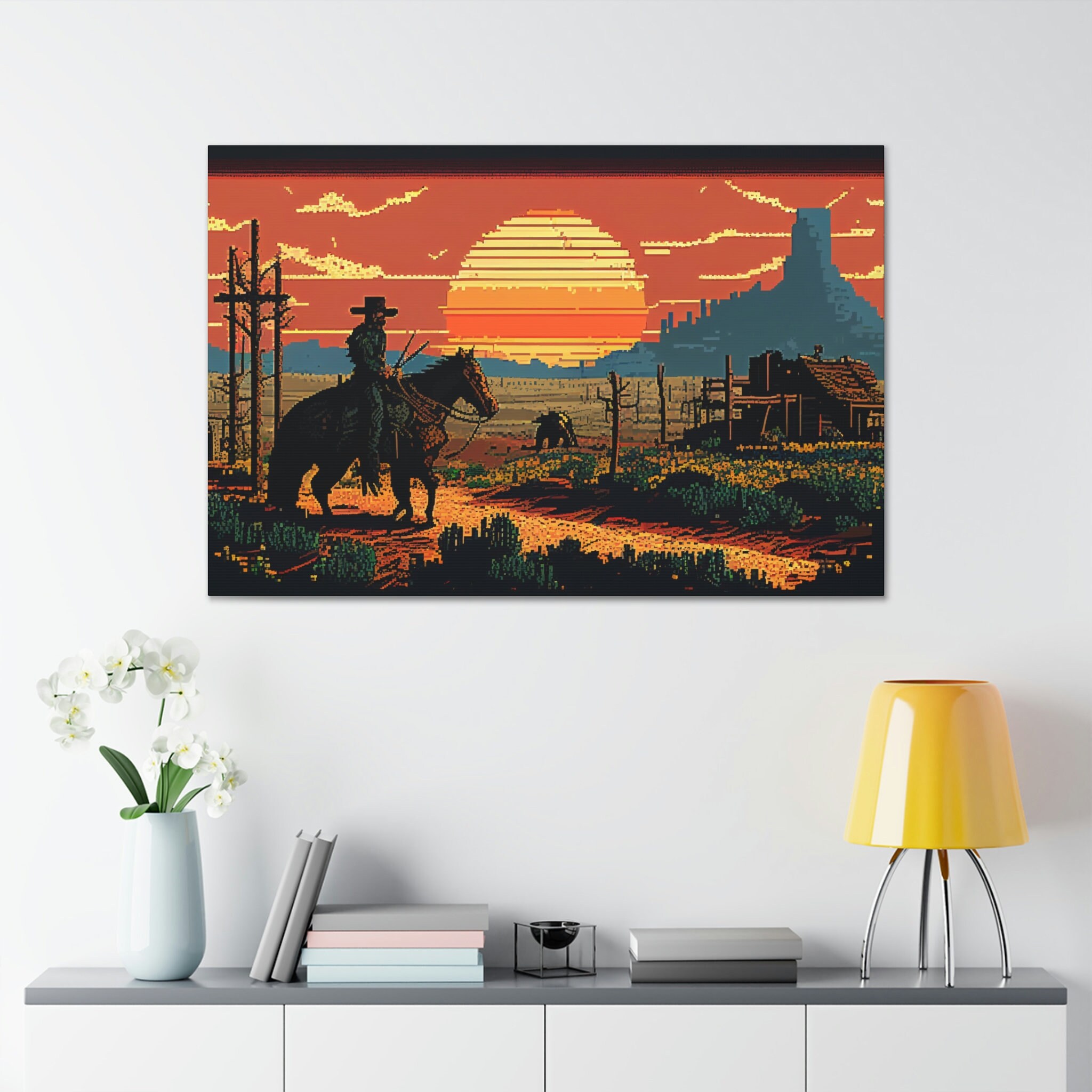 8-bit Red Redemption Art Canvas Wall Art RDR2 - Etsy