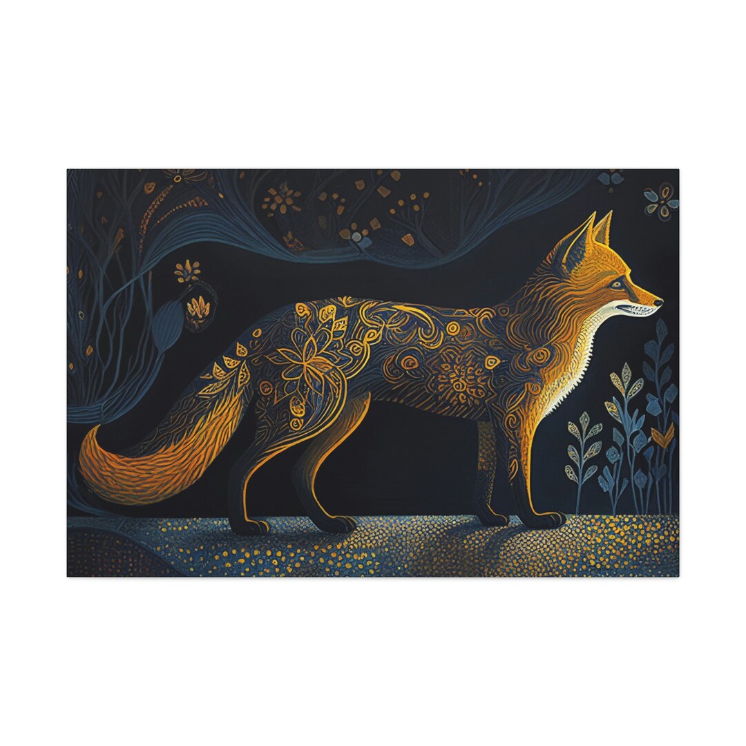 Abstract Painting of a Fox, Canvas Wall Art - Etsy