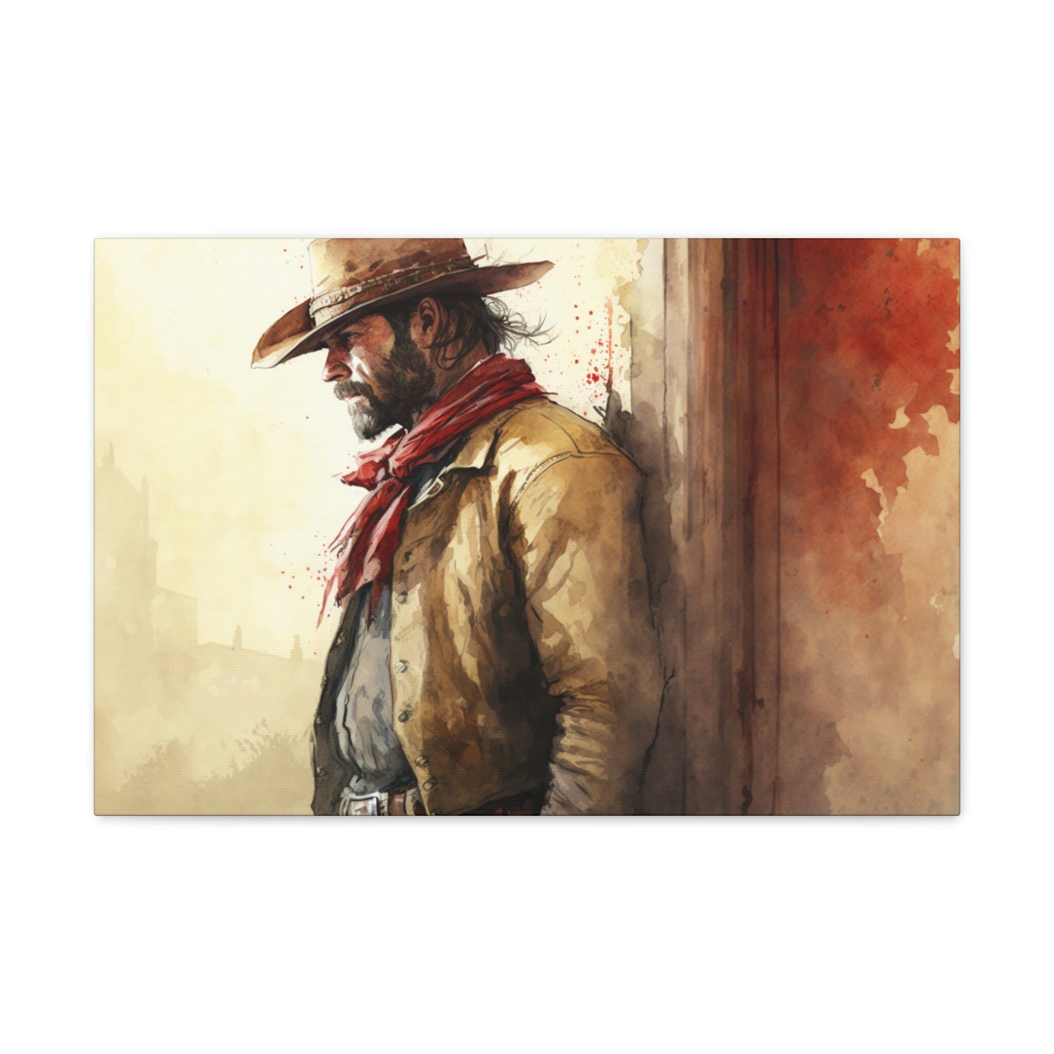 Red Redemption Canvas, RDR2, Watercolor - Etsy