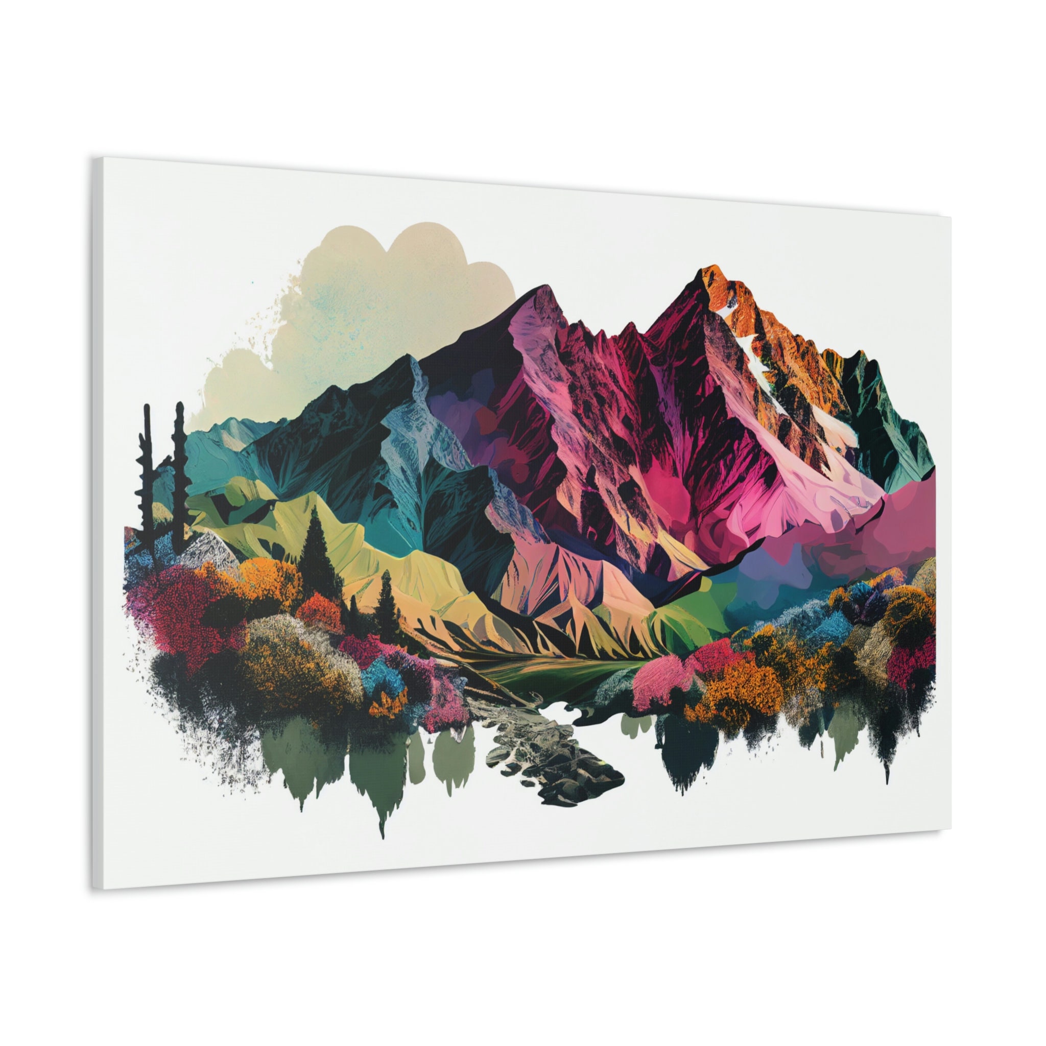 Multi Color Mountain Range, Canvas Wall Art, Swedish Style Art - Etsy