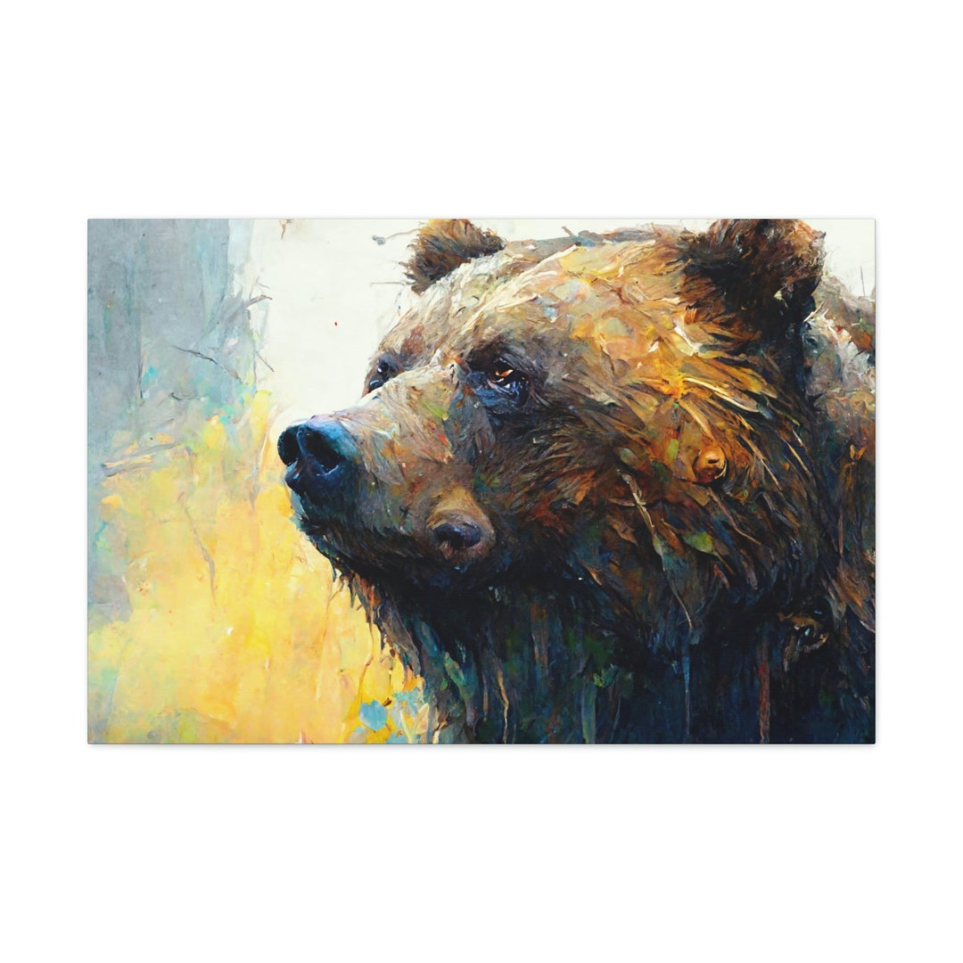 The Strong Bear, Canvas Wall Art, Palette Knife, Oil Painting - Etsy