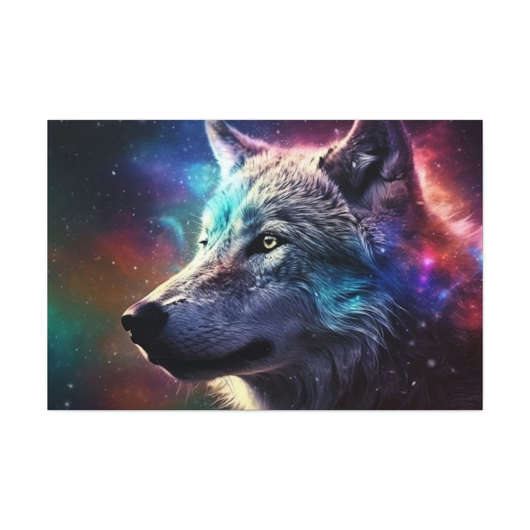 Wolf in the Universe, Rainbow Light, Canvas Wall Art - Etsy