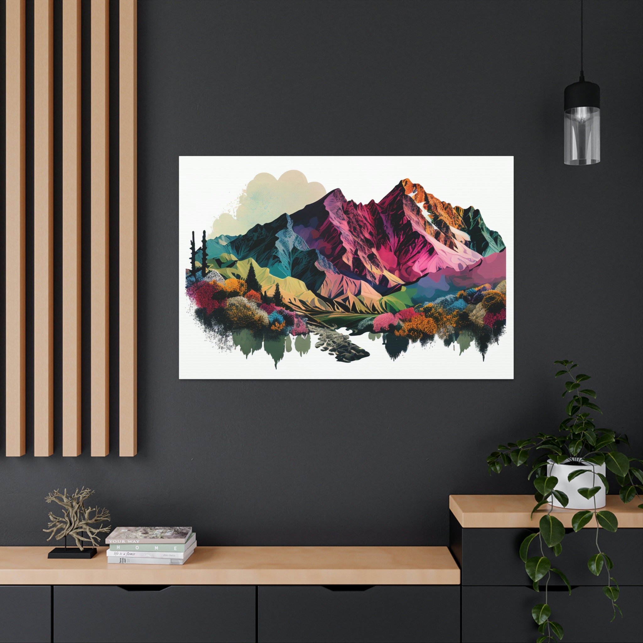 Multi Color Mountain Range, Canvas Wall Art, Swedish Style Art - Etsy