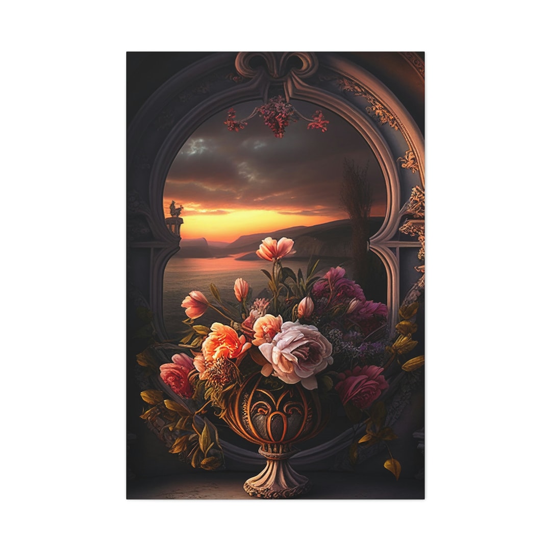 Romantic Renaissance Flowers in Vase, Canvas Wall Art - Etsy