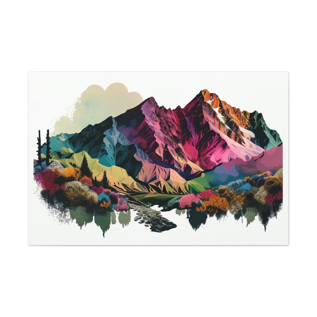 Multi Color Mountain Range, Canvas Wall Art, Swedish Style Art - Etsy