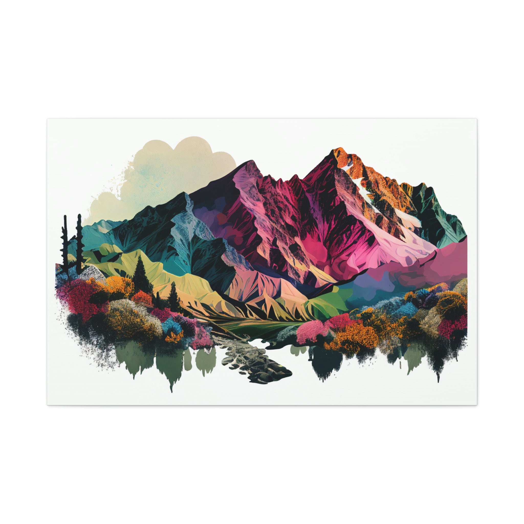 Multi Color Mountain Range, Canvas Wall Art, Swedish Style Art - Etsy