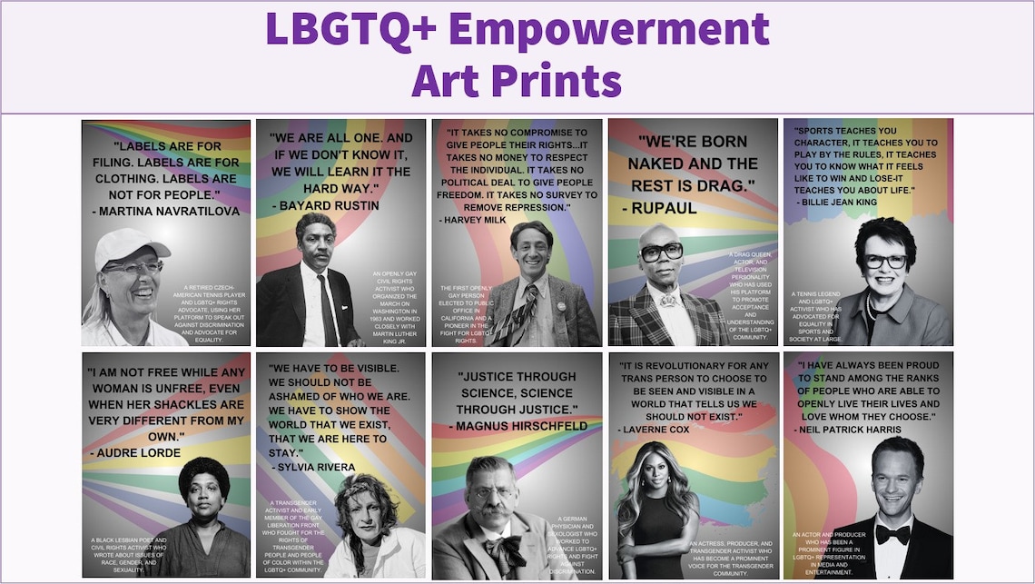 LGBTQ Empowerment Quotes Printable Posters || 10 LGBTQ Posters for ...