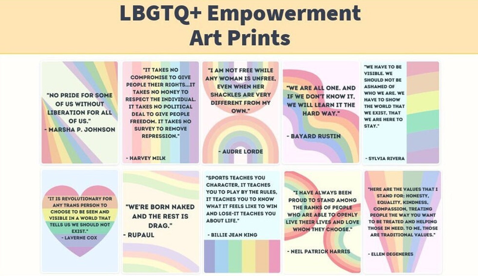LGBTQ Empowerment Quotes Printable Posters || 10 LGBTQ Posters for ...