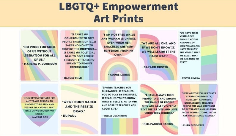 LGBTQ Empowerment Quotes Printable Posters || 10 LGBTQ Posters for ...