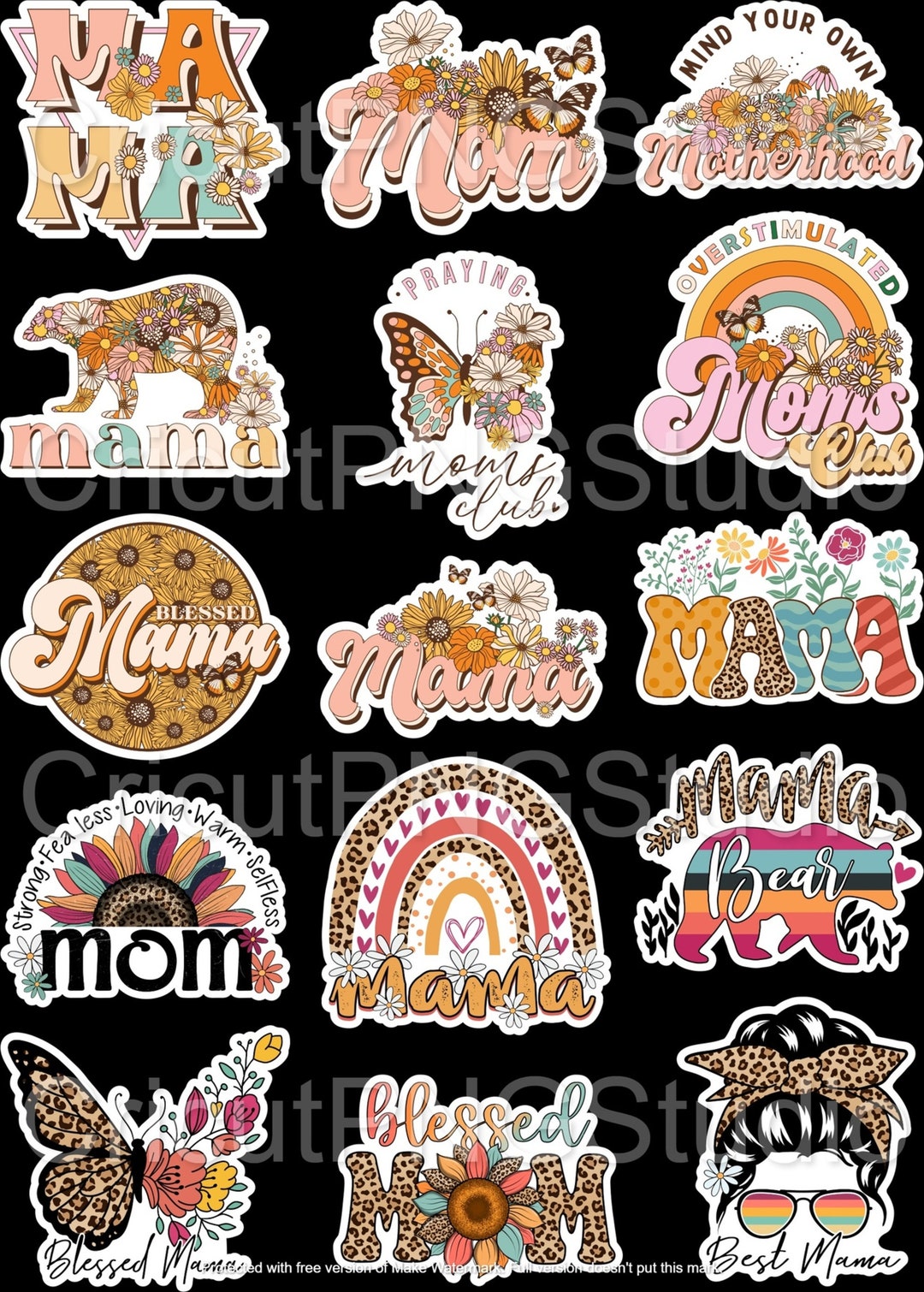 Digital Download Mama Bundle PNG Sticker File for Sticker Making ...