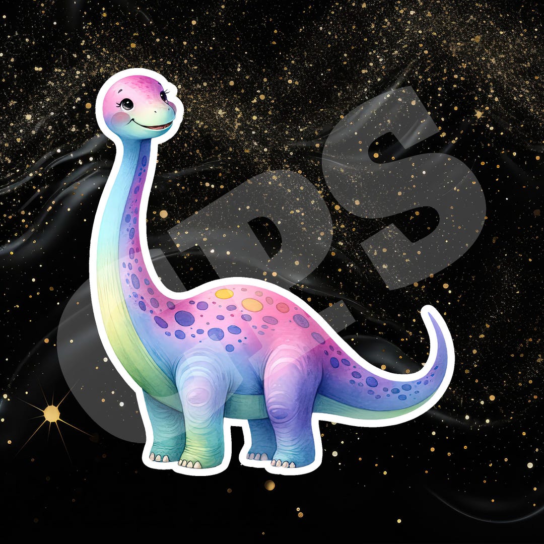 Pretty Rainbow Dinosaur Digital Download PNG File for Sticker Making ...