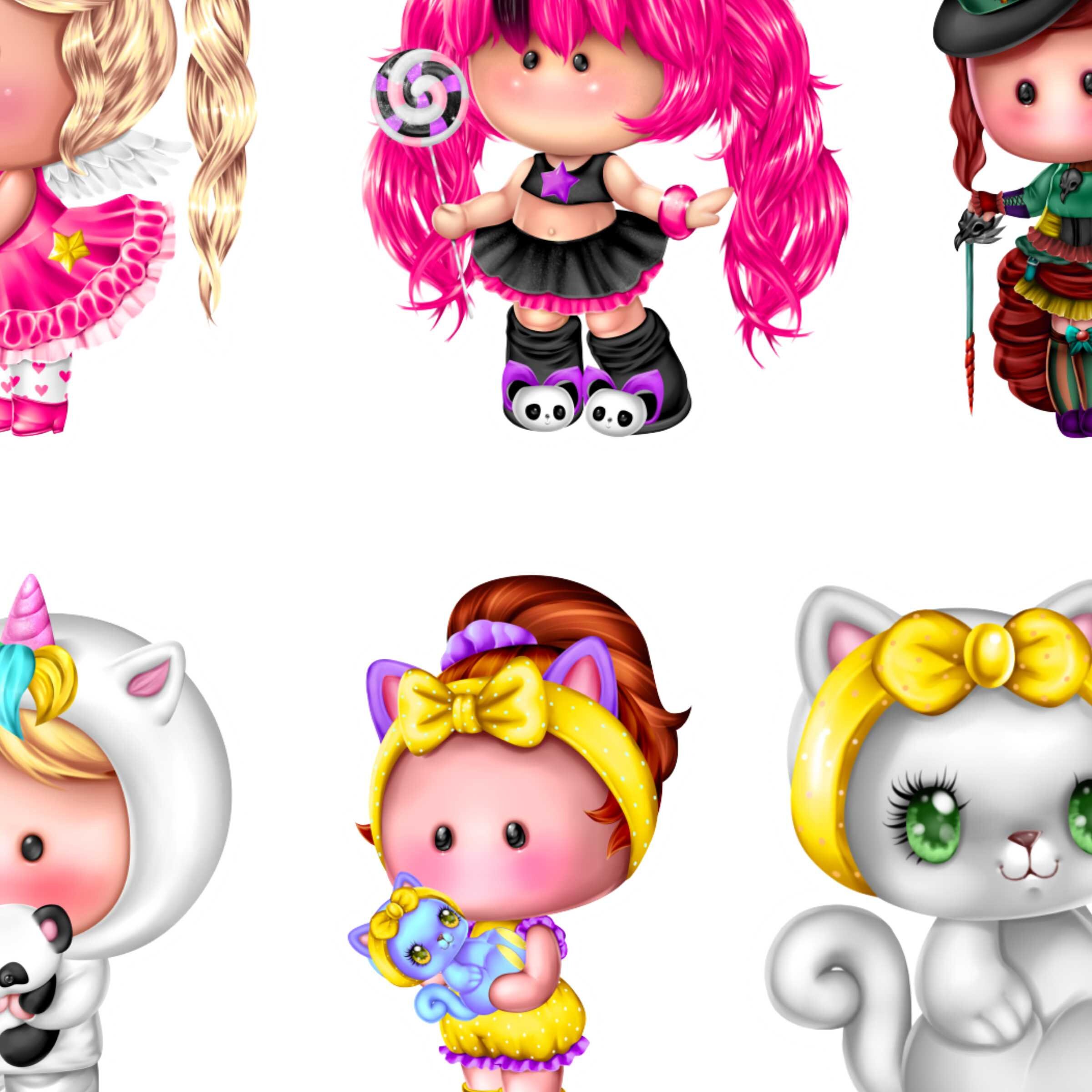 Dolls Sticker, Dolls Png Files, Kawaii Png, Girls Stickers, Girly Png ...