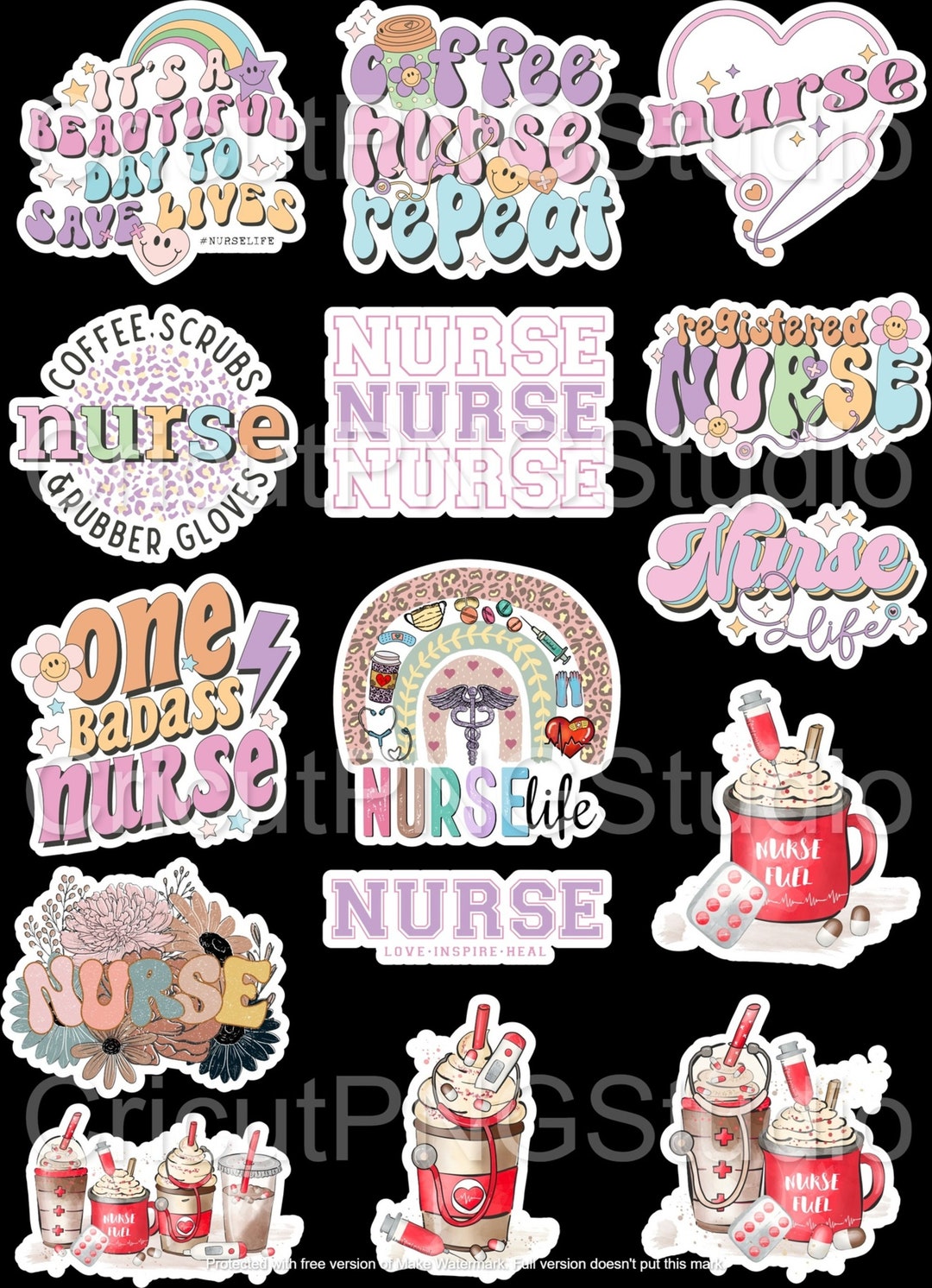 Digital Download Nurse Bundle PNG File for Sticker Making Project - Etsy
