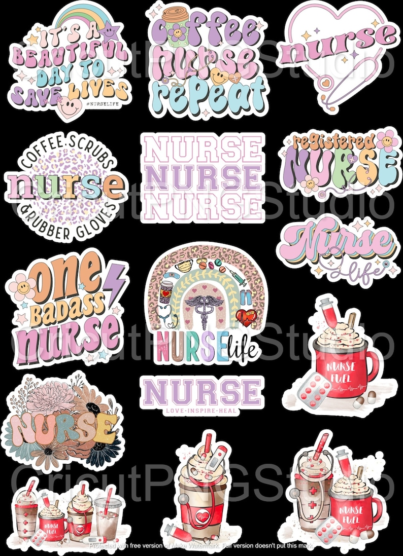 Digital Download Nurse Bundle PNG File for Sticker Making Project - Etsy