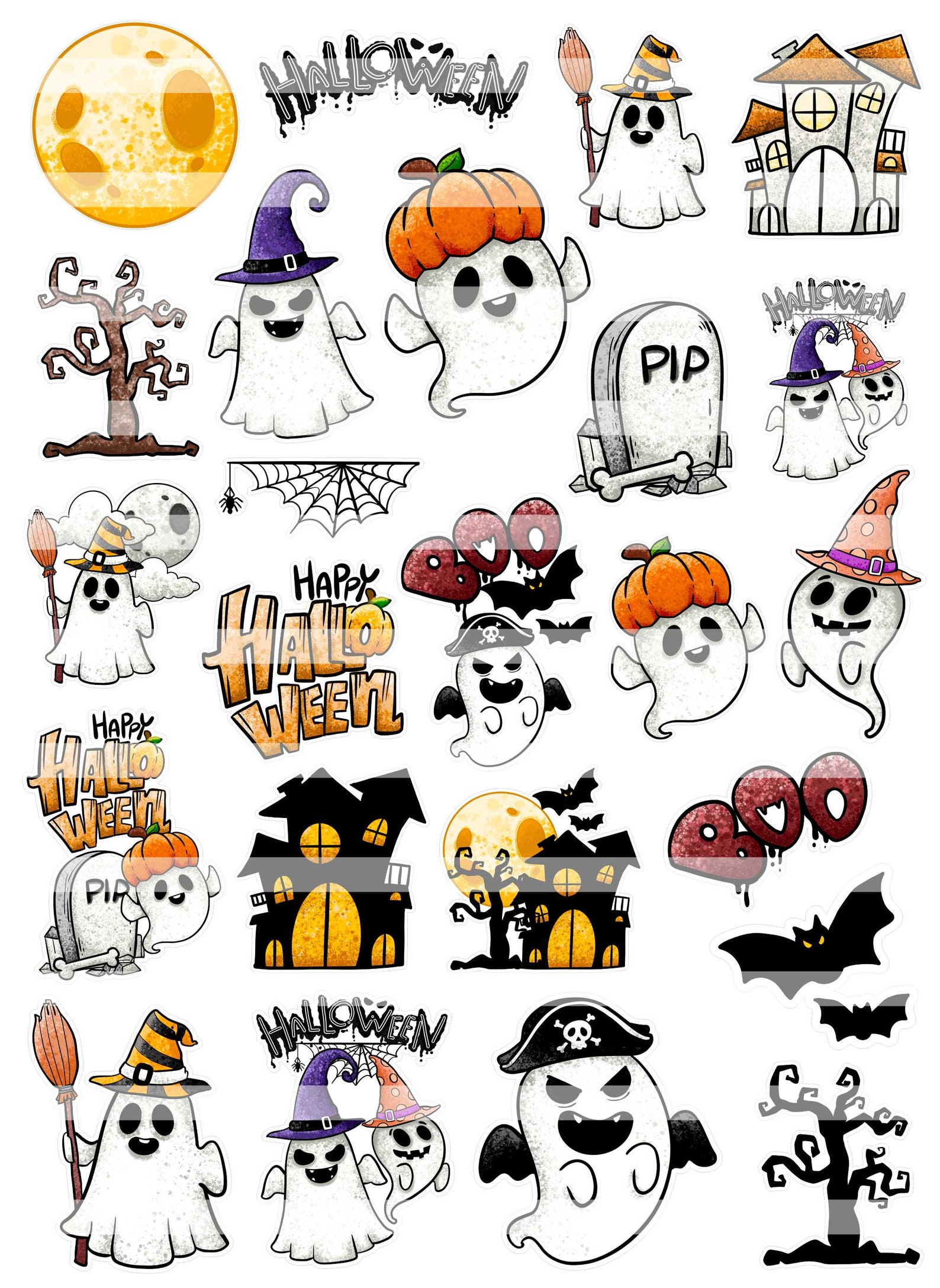 Digital Download Halloween Sticker PNG File, Instant Download Ghost Art ...