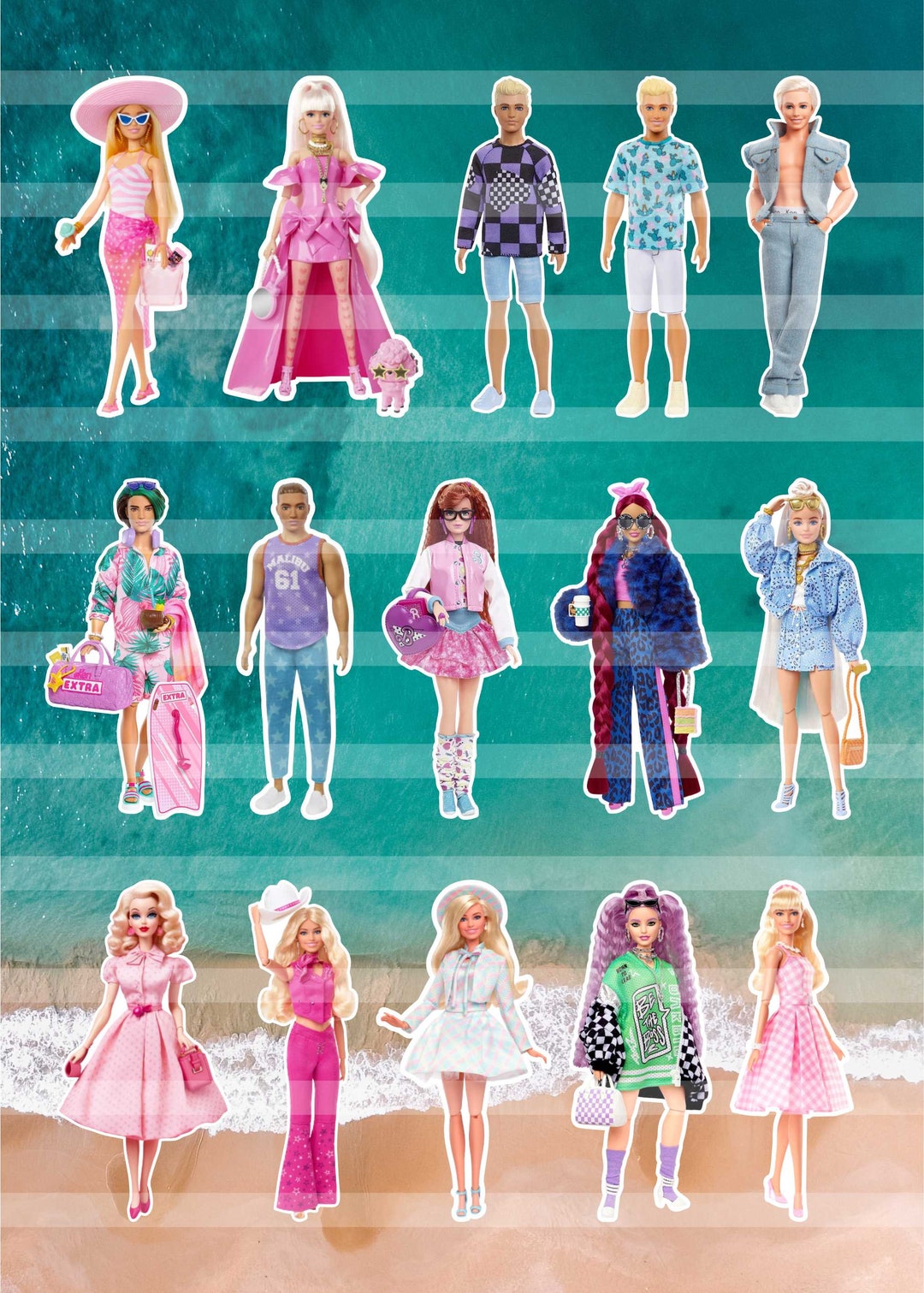 Digital Download Pink Dolls Sticker PNG File, Instant Download Barbi ...