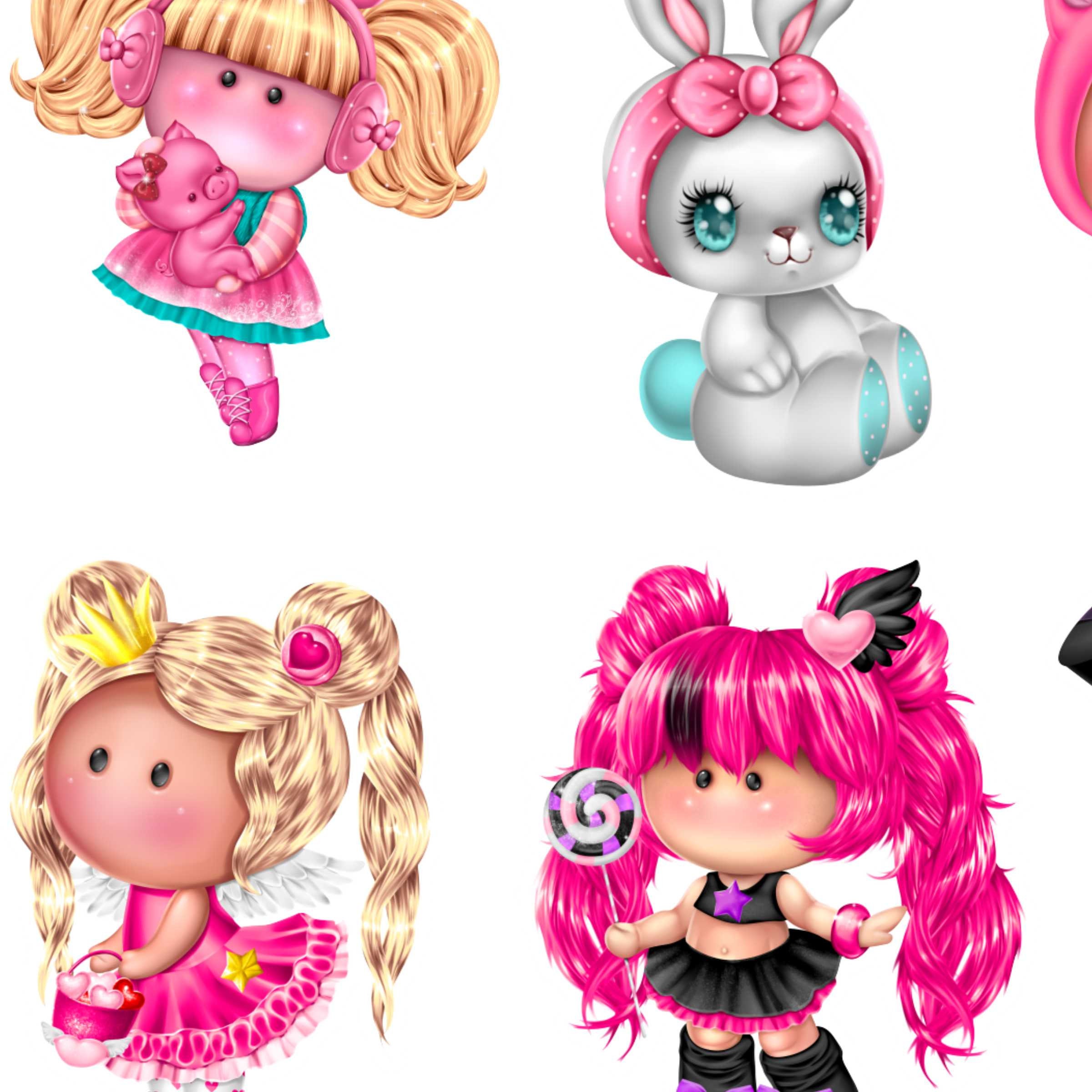 Dolls Sticker, Dolls Png Files, Kawaii Png, Girls Stickers, Girly Png ...
