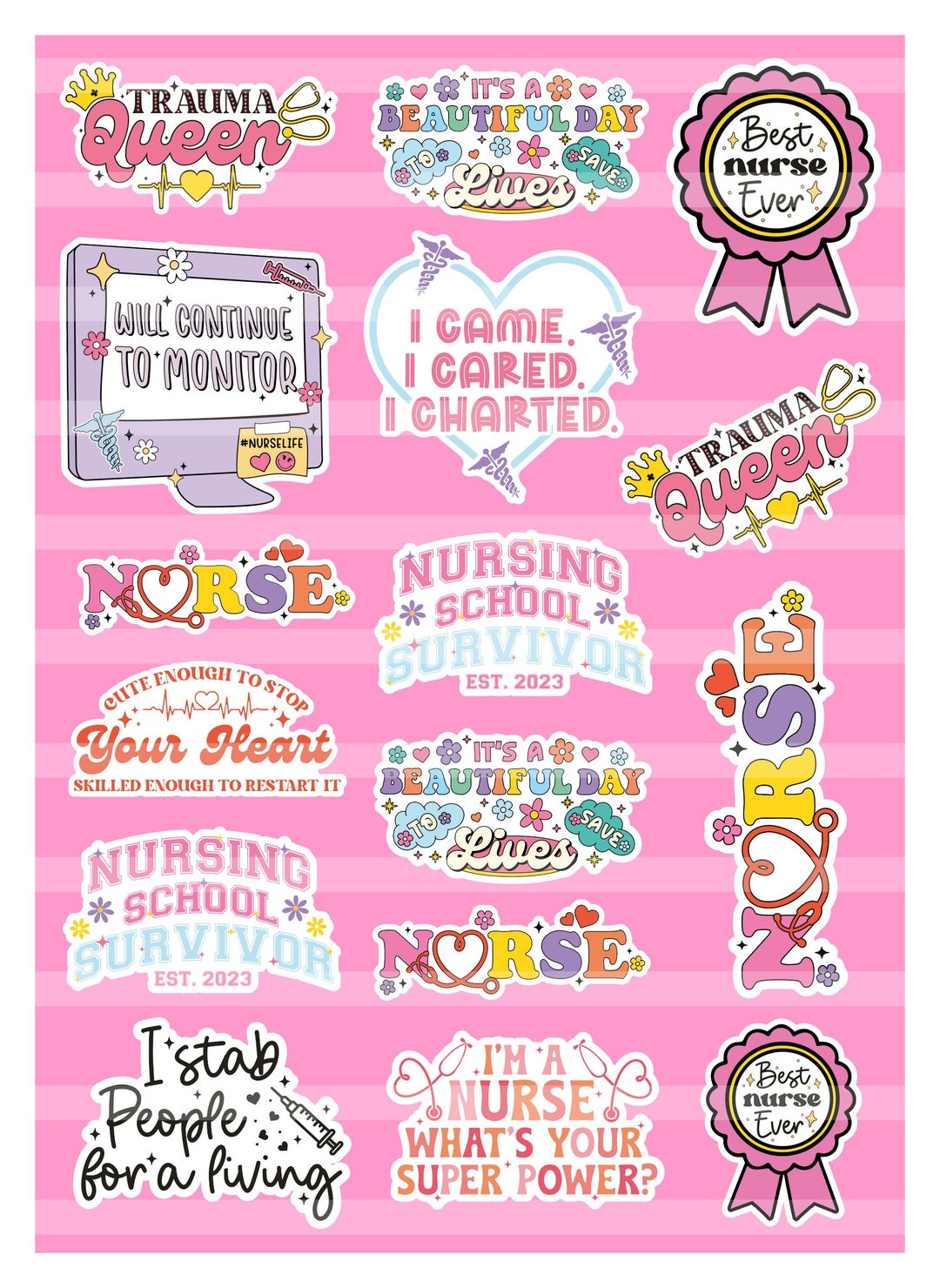 Nurse Bundle Digital Download PNG File for Sticker Making Project - Etsy