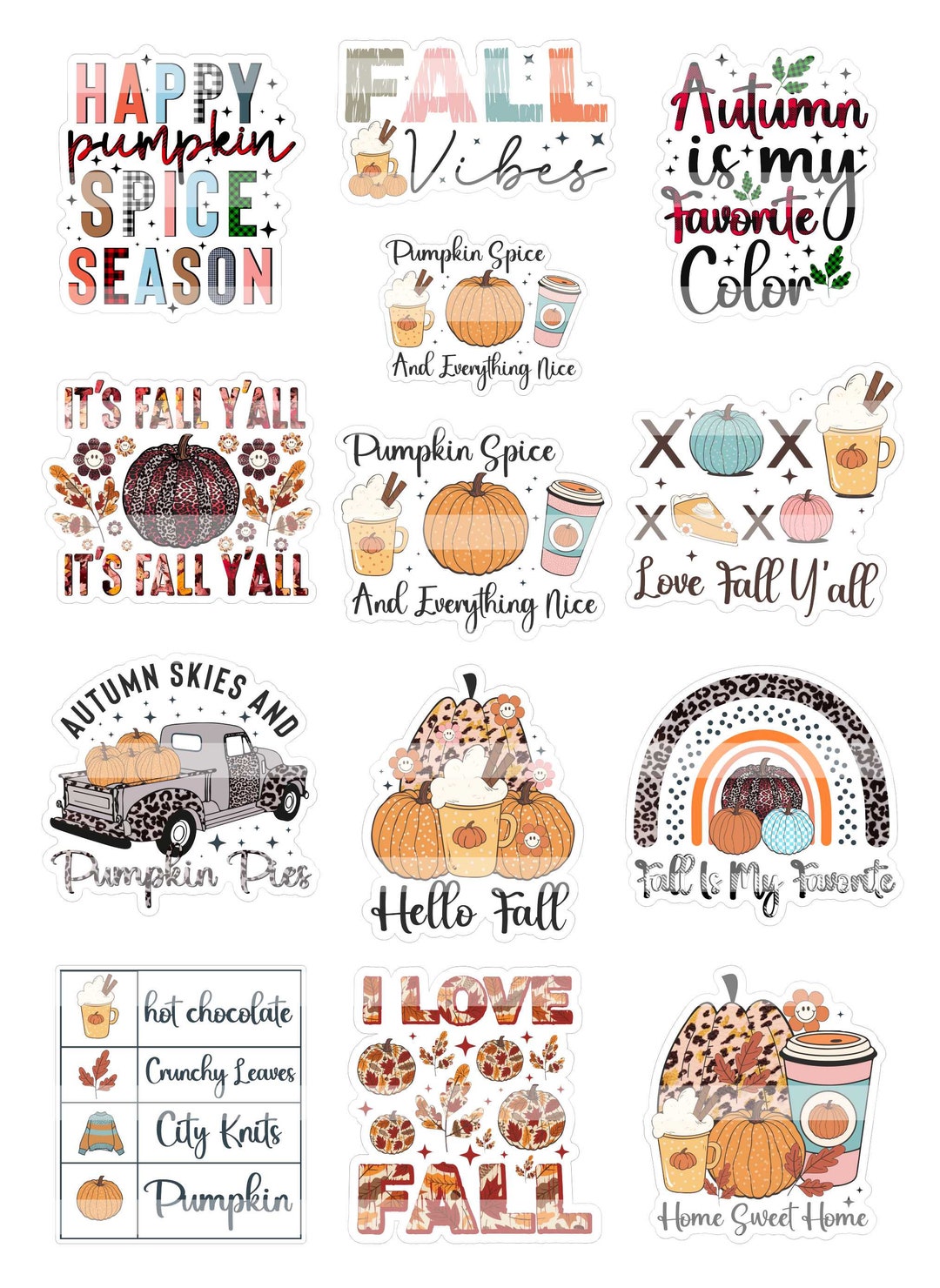 Digital Download Fall Sticker PNG File, Instant Download Pumpkin Art ...