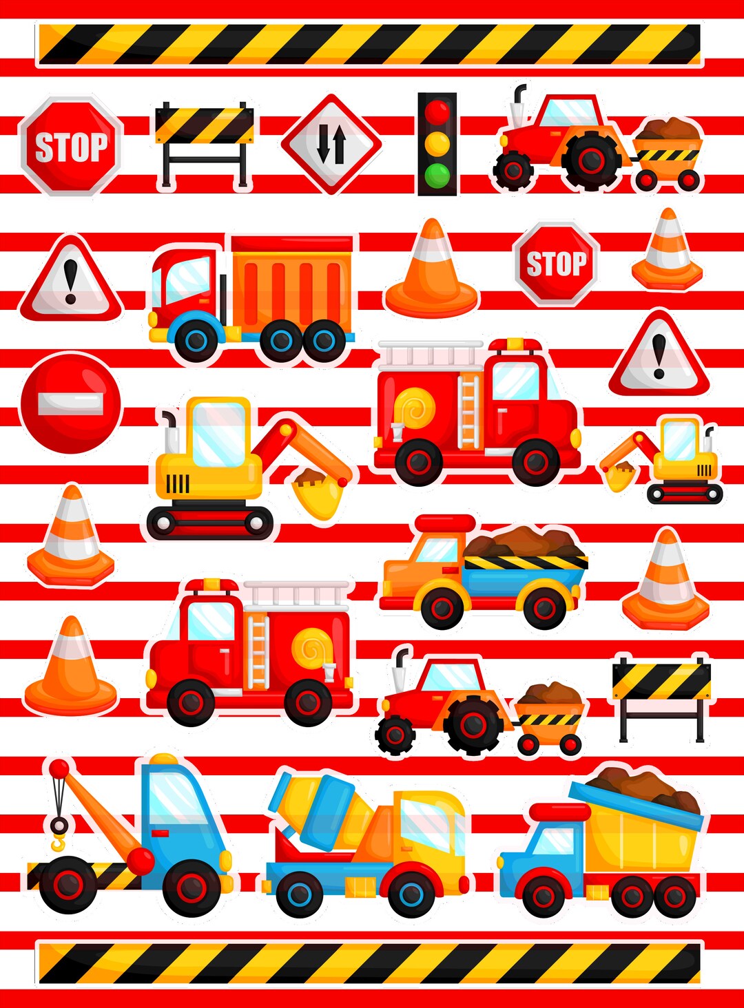 Digital Download Construction Trucks PNG File for Sticker Making - Etsy