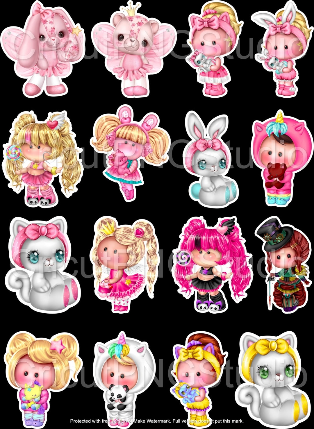 Dolls Sticker, Dolls Png Files, Kawaii Png, Girls Stickers, Girly Png ...