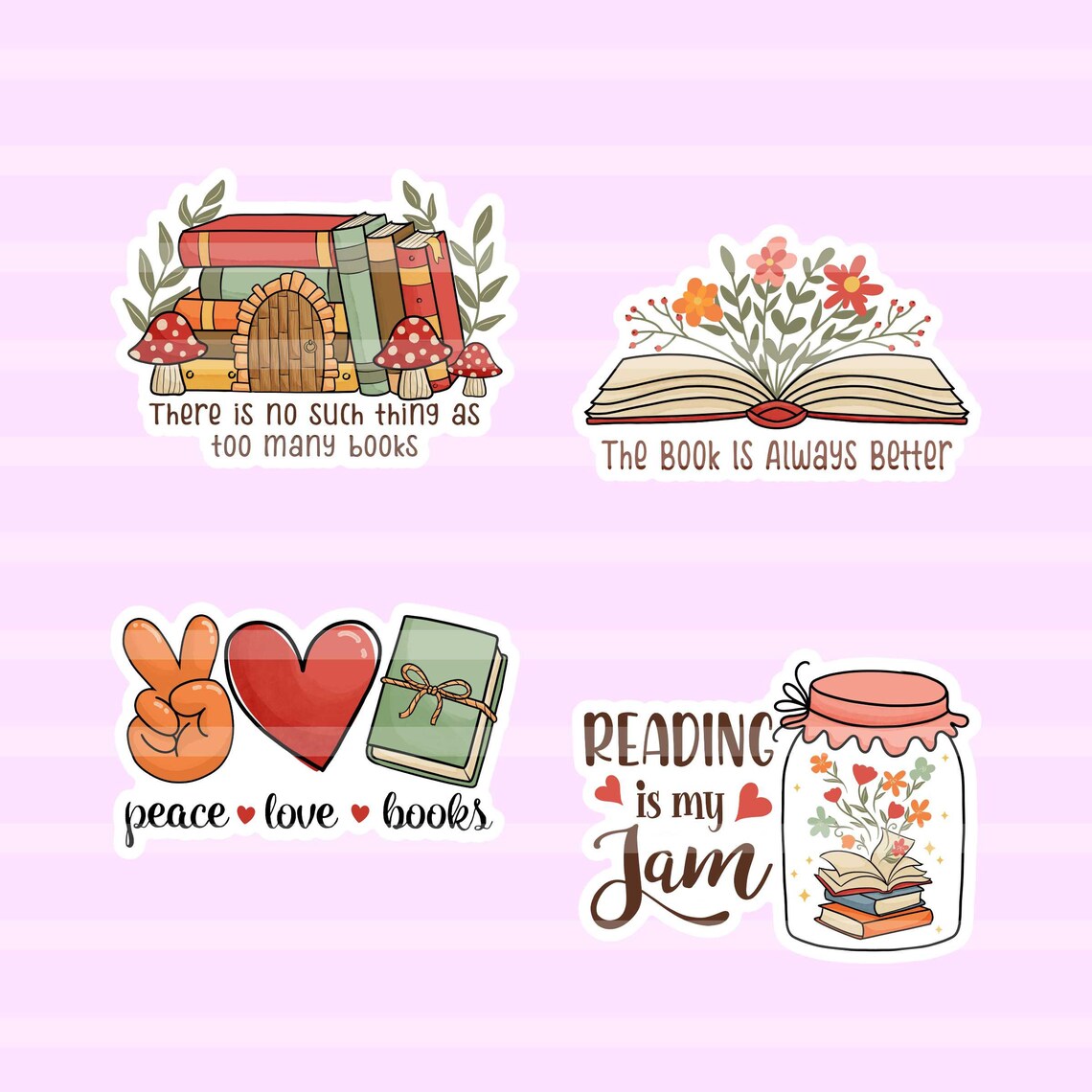 Book Lovers Sticker PNG File, Instant Download Bookish Art Bundle for ...