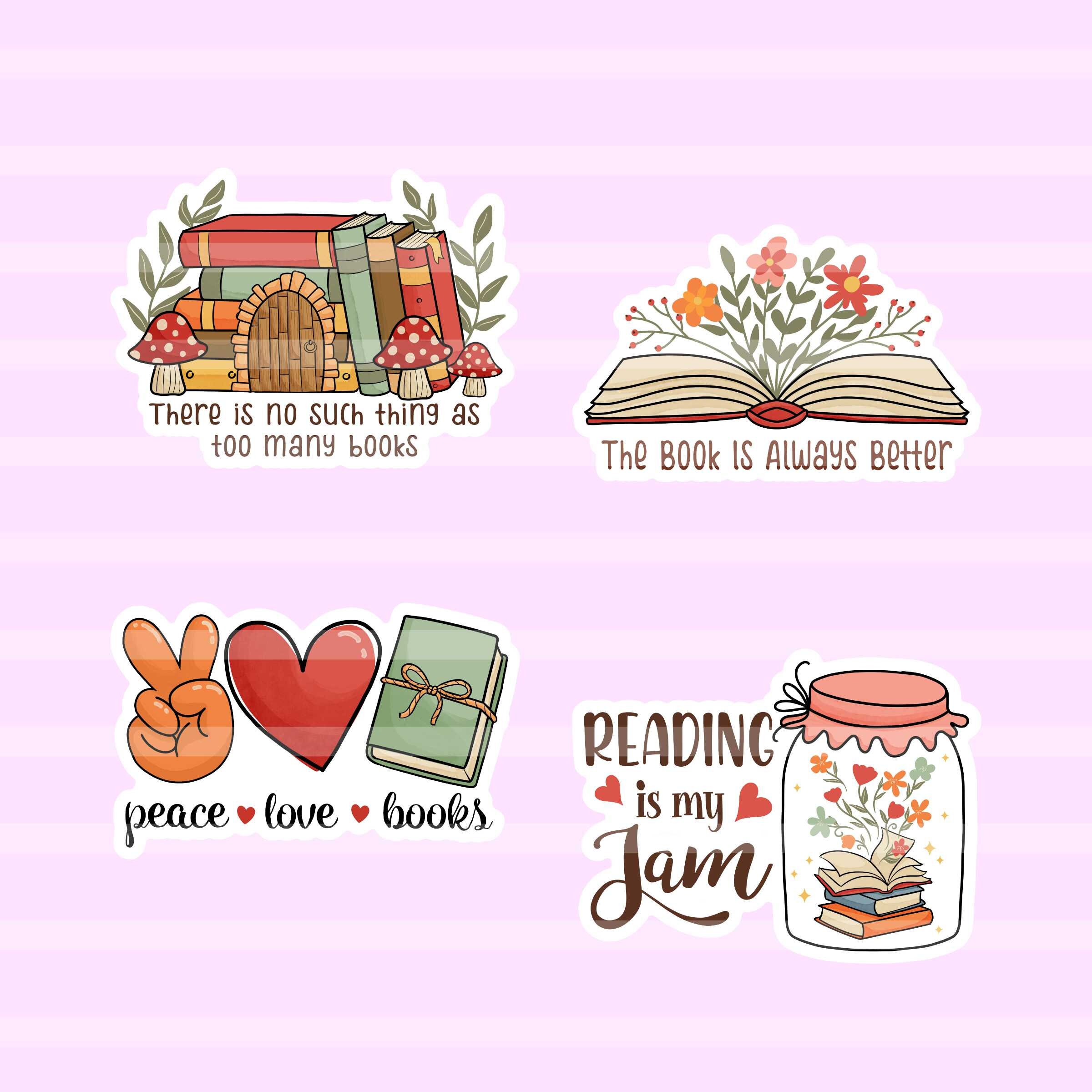 Book Lovers Sticker PNG File, Instant Download Bookish Art Bundle for ...