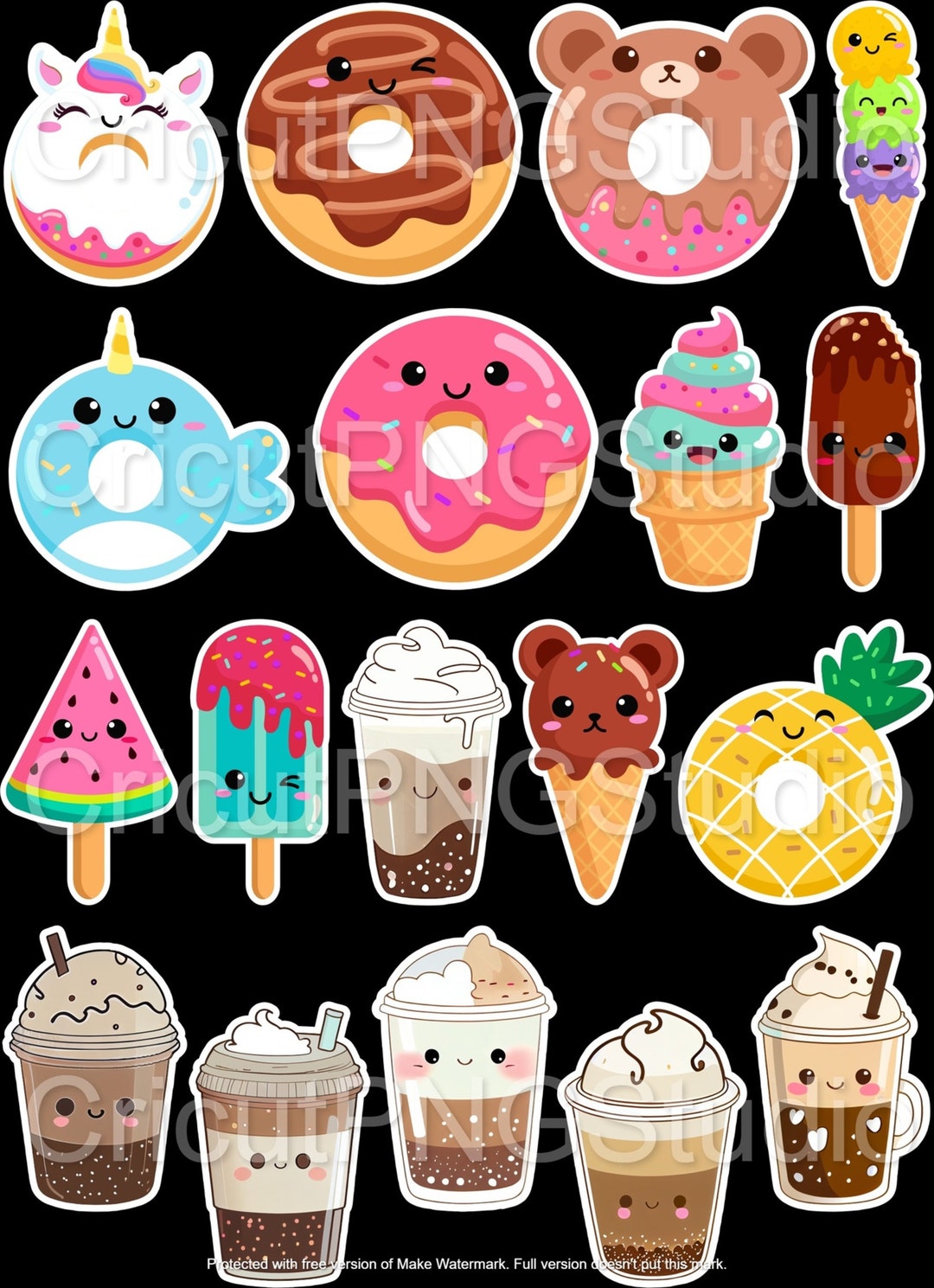 Kawaii Food Sticker, Kawaii Food Png Files, Kawaii Food Stickers, Easy ...