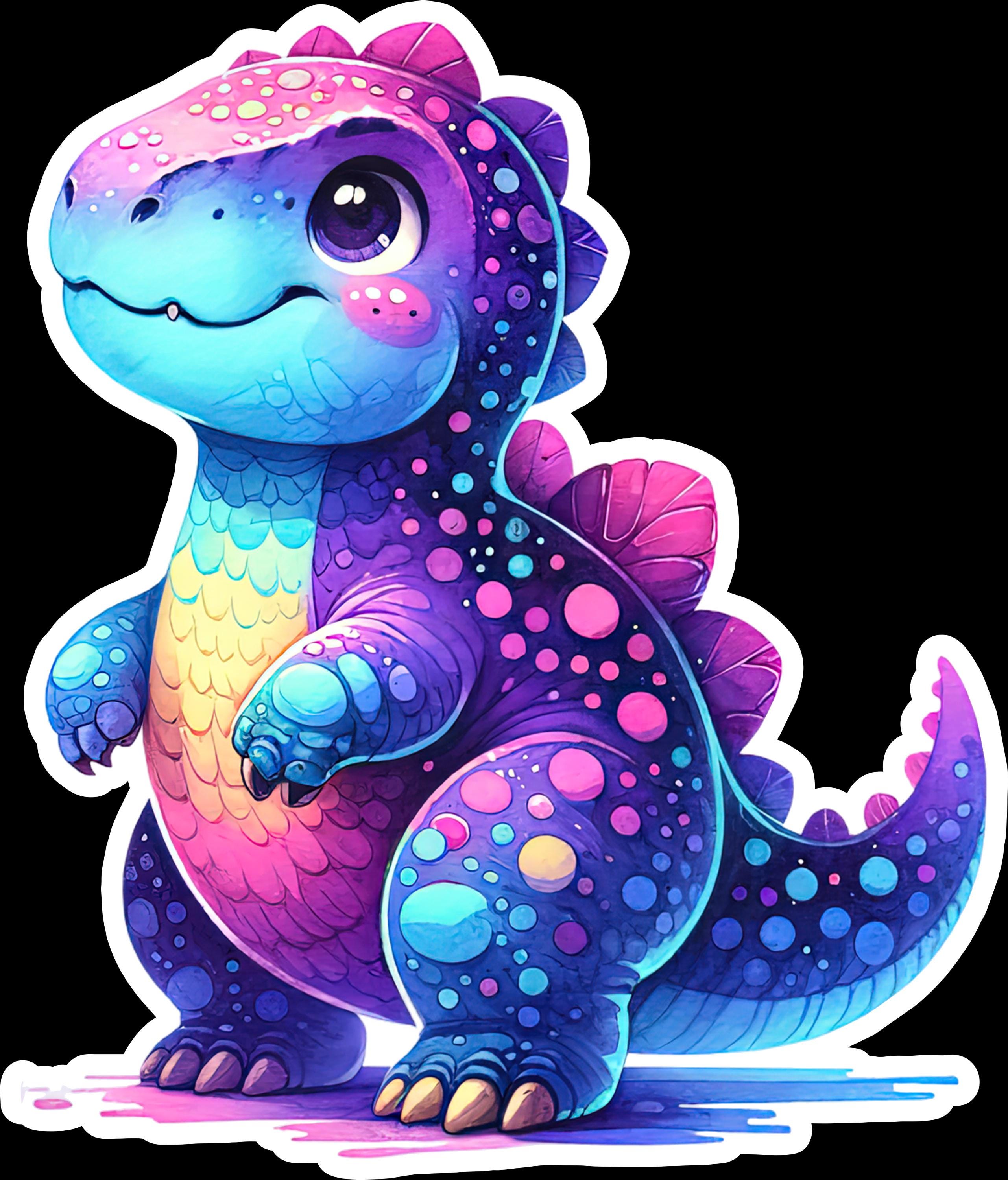 Cute Rainbow Dinosaur Digital Download PNG File for Sticker Making ...