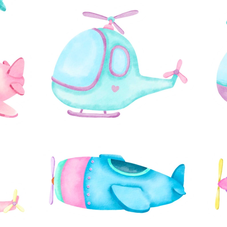 Digital Instant Download Watercolor Pink Airplane PNG File for Sticker ...