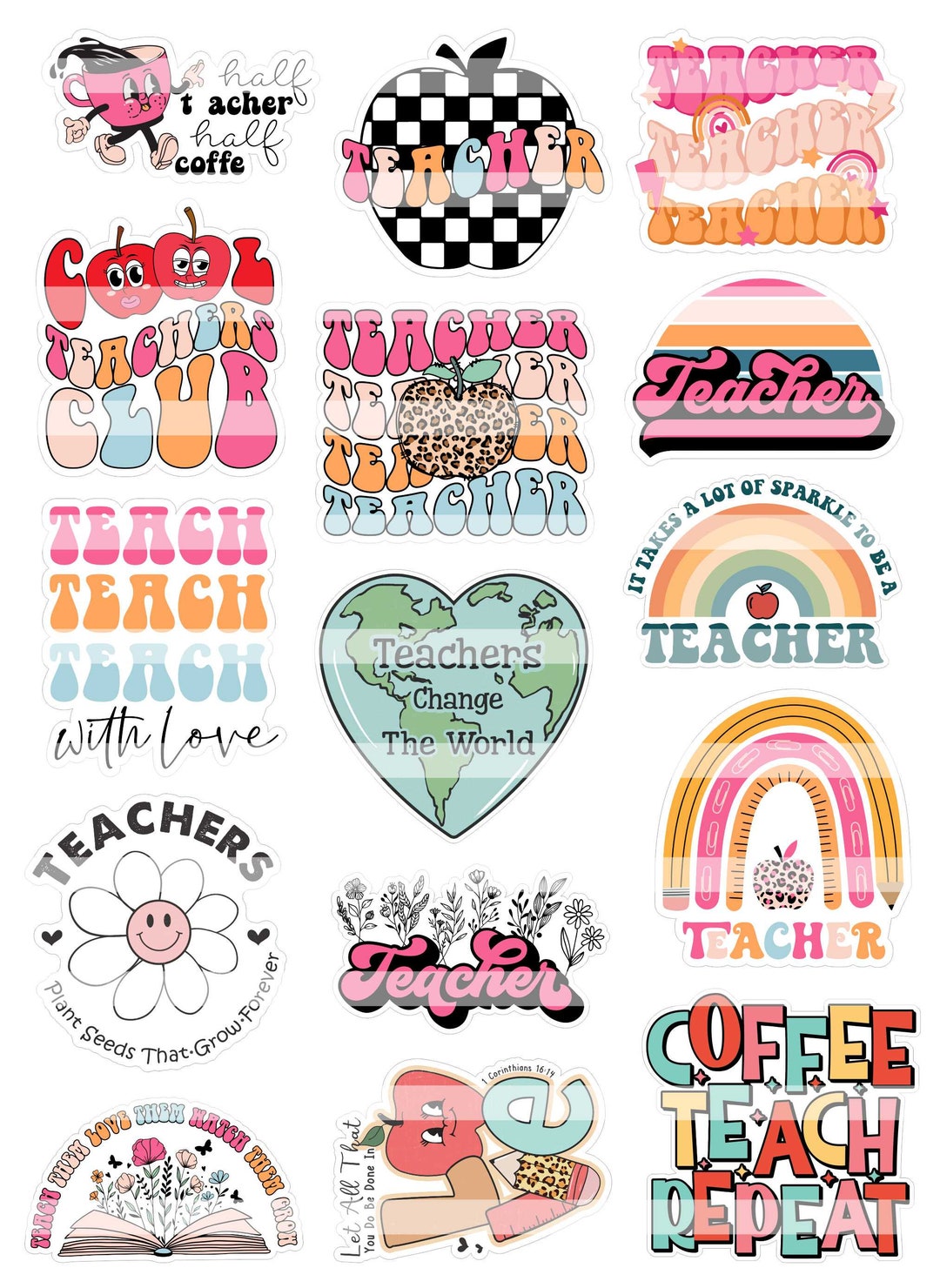 Digital Download Teacher Bundle PNG File for Sticker Making Project - Etsy