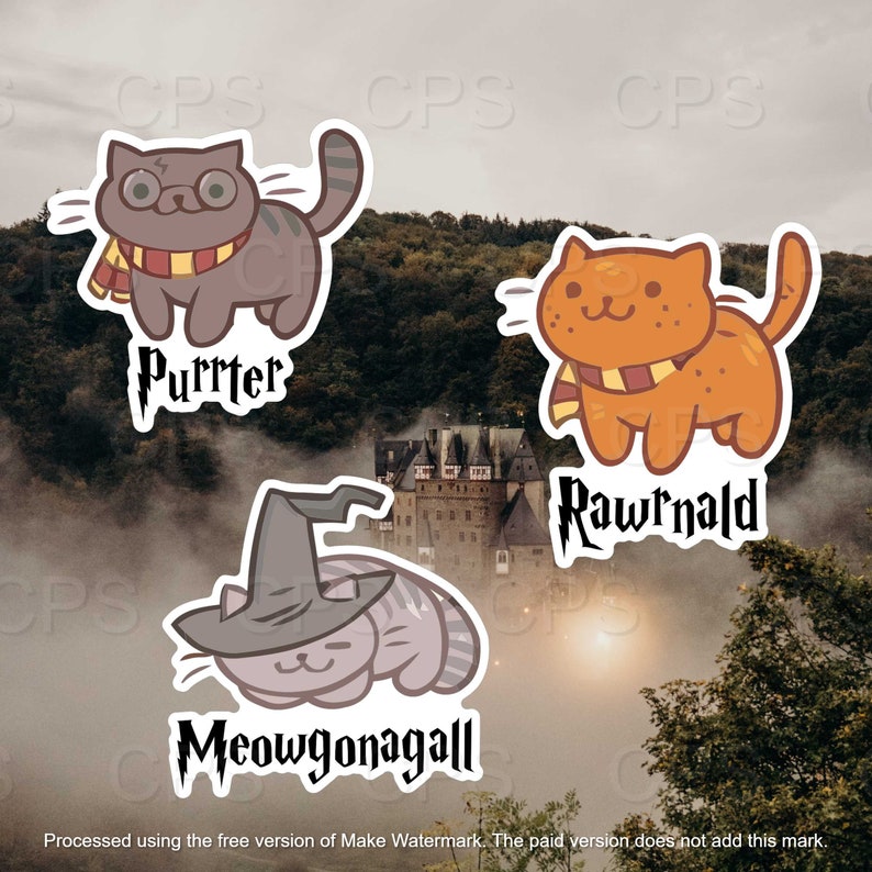 Potter Cats Digital Download PNG File for Sticker Making Project ...