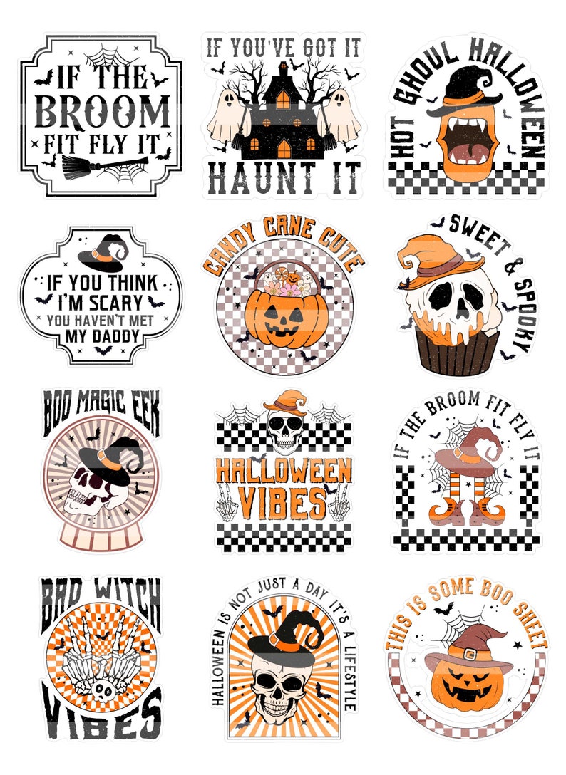 Digital Download 25 Halloween Design PNG File for Sticker Making ...